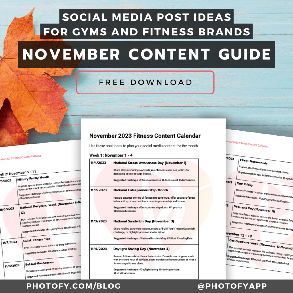 November Social Media Post Ideas for Fitness - Photofy